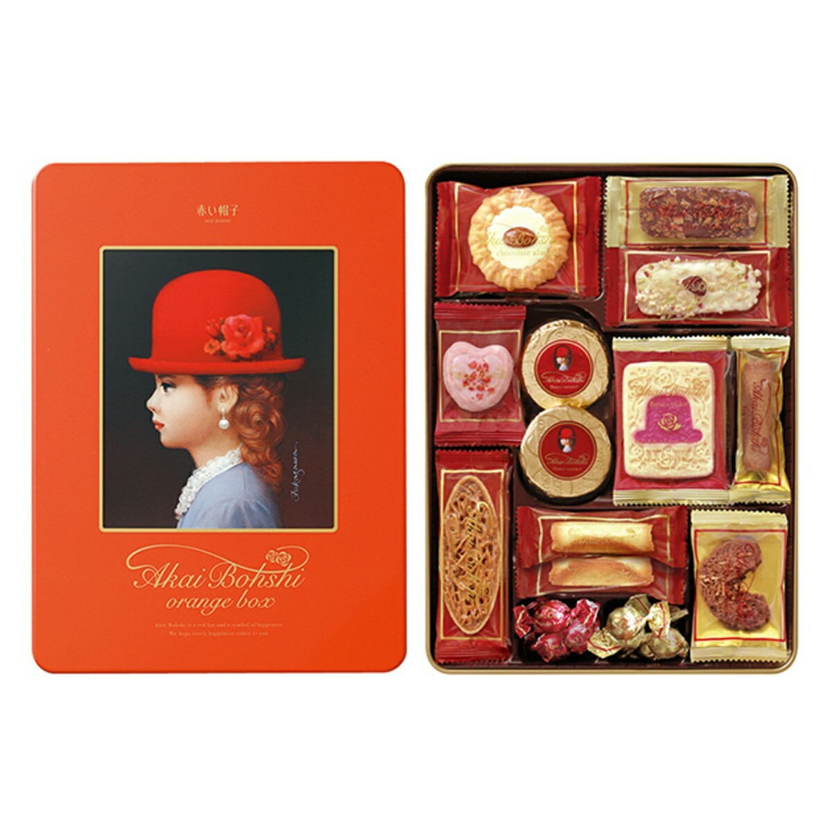 Akai Bohshi Orange Can Tin Assorted Cookie Gift Box 208g set ...