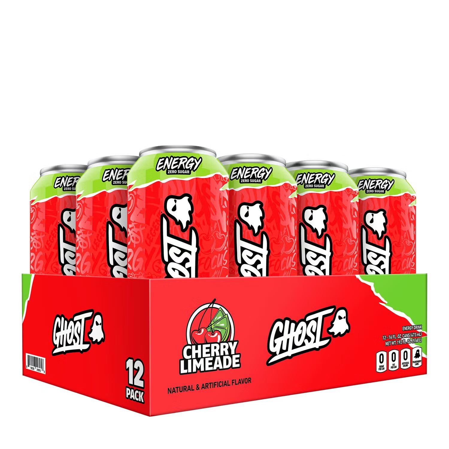 Ghost Energy Drink Cherry Limeade Clean Legendary Taste 12 Cans 16 oz ...