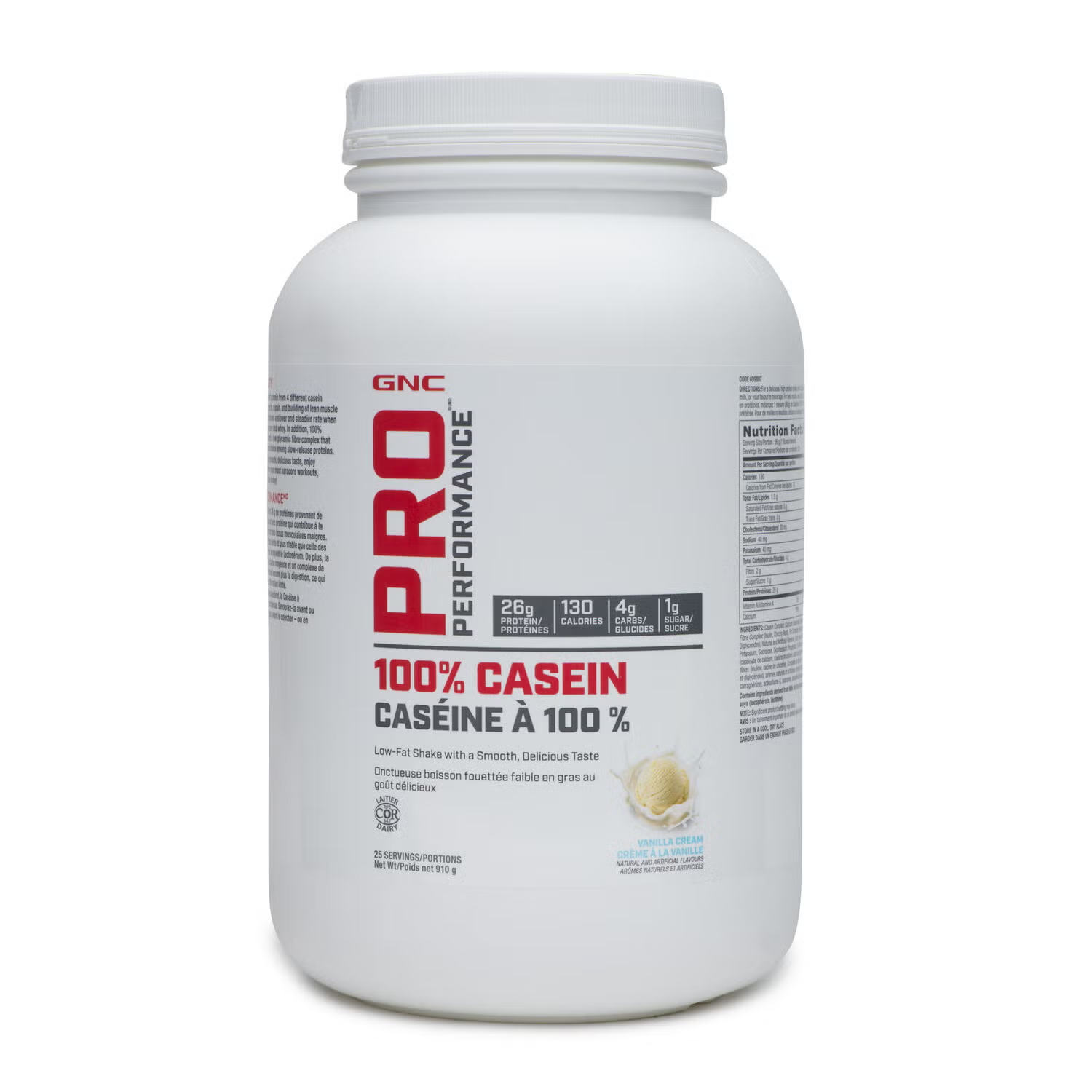 GNC Pro Performance 100% Casein Protein Drink Mix Low Fat Vanilla 910g ...