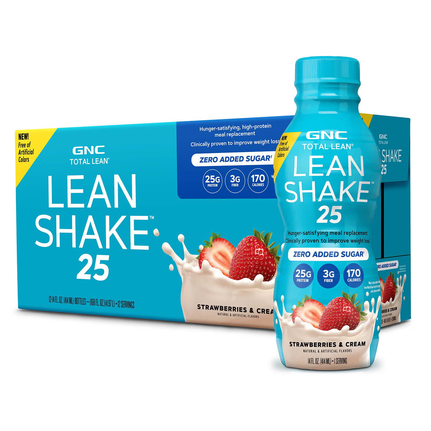 GNC Total Lean Lean Shake 25g Protein Strawberry Cream Flavor 12 x 14o ...