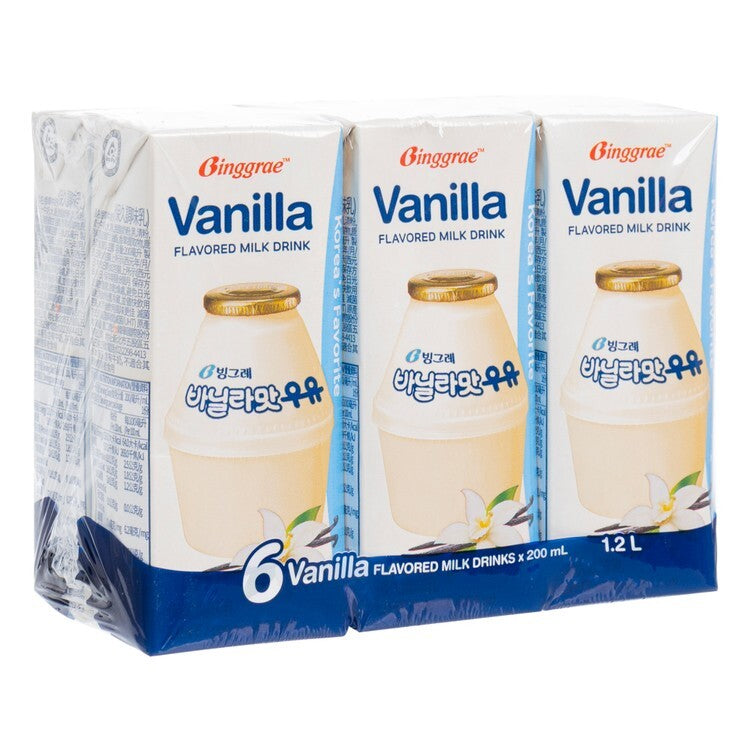Binggrae Vanilla Flavored Milk Drink Tasty Rich Vitamins 200ml x 6 Car ...