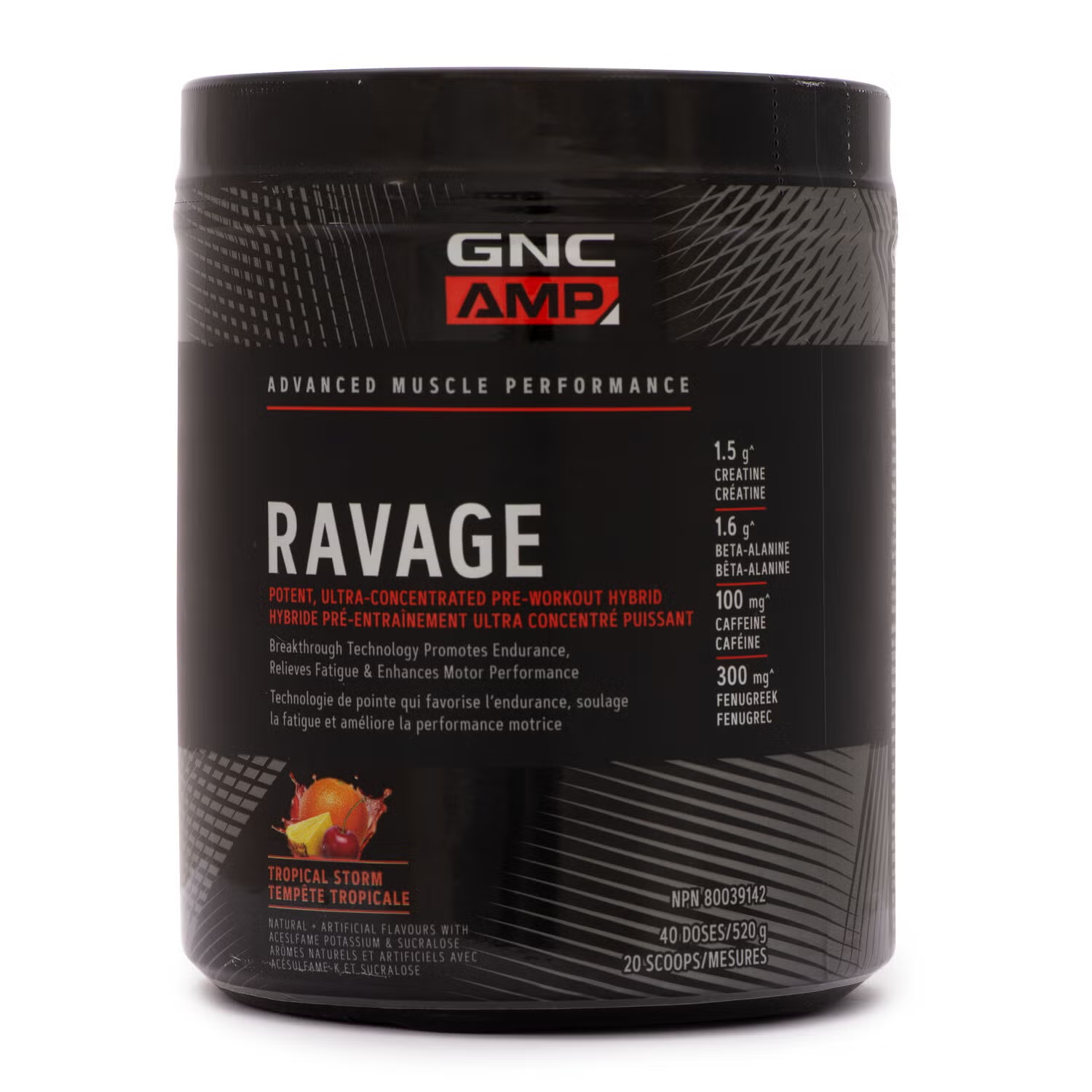 GNC AMP Ravage Tropical Storm Flavor Concentrated Pre-Workout Hybrid 5 ...
