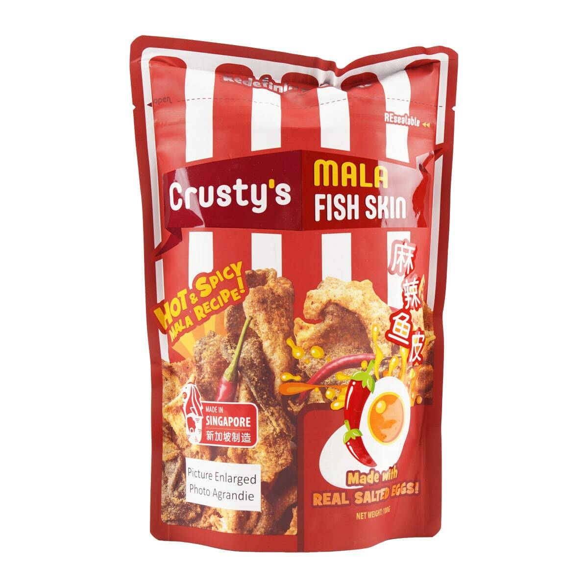 Crustys Spicy Singapore Fish Skin Mala Real Salted Eggs Flavor Spicy 1 ...