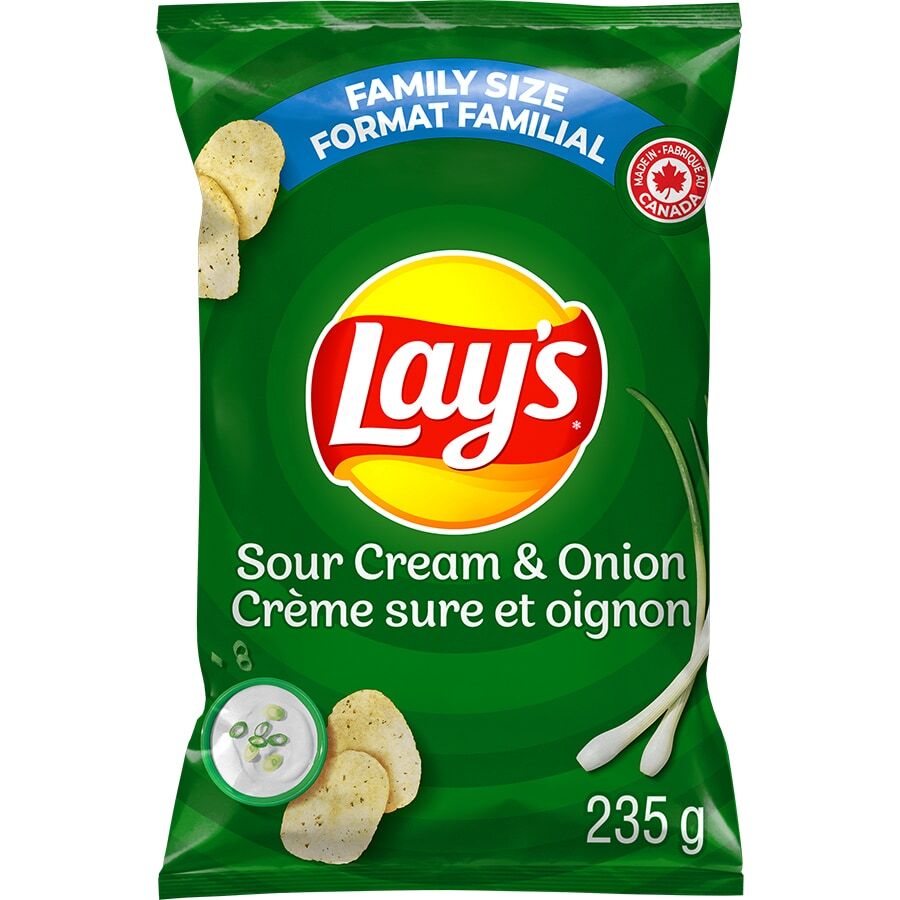 3 Bags Lays Sour Cream Onion Family Size Flavor Healthy Potato Chips 2 ...